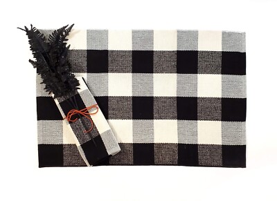 Black and White Buffalo Plaid Check Door Mat Rug Farmhouse Checkered ...