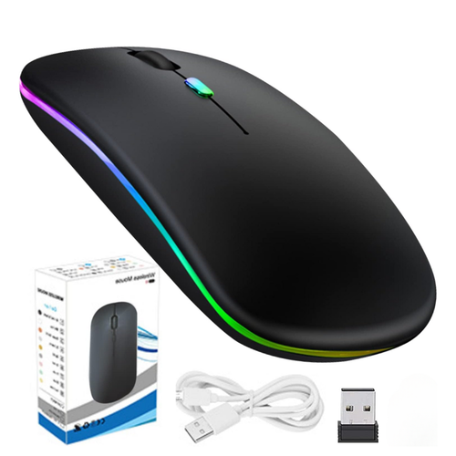 RGB LED Wireless Mouse Rechargeable Optical Silent Mice USB For PC ...