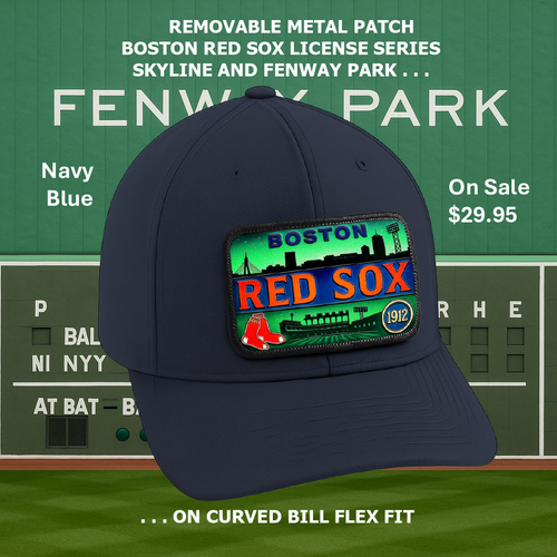 MLB Cities | 5 Boston Red Sox Removable Metal Patches | Navy Curved ...