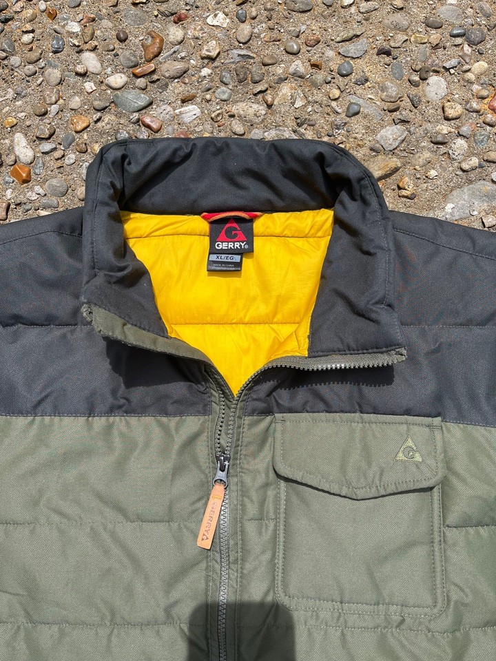 Gerry Winter 90s Puffer Jacket Mens XL Green Outdoors Zip Up Quilted ...