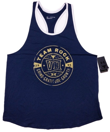 UNDER ARMOUR Project Rock Tank Top 1370484 Team Rock 1995 Blue XXL 2XL ...