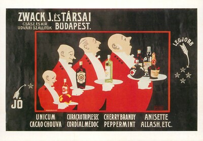 Waiters Unicum brandy advertising poster modern postcard | eBay