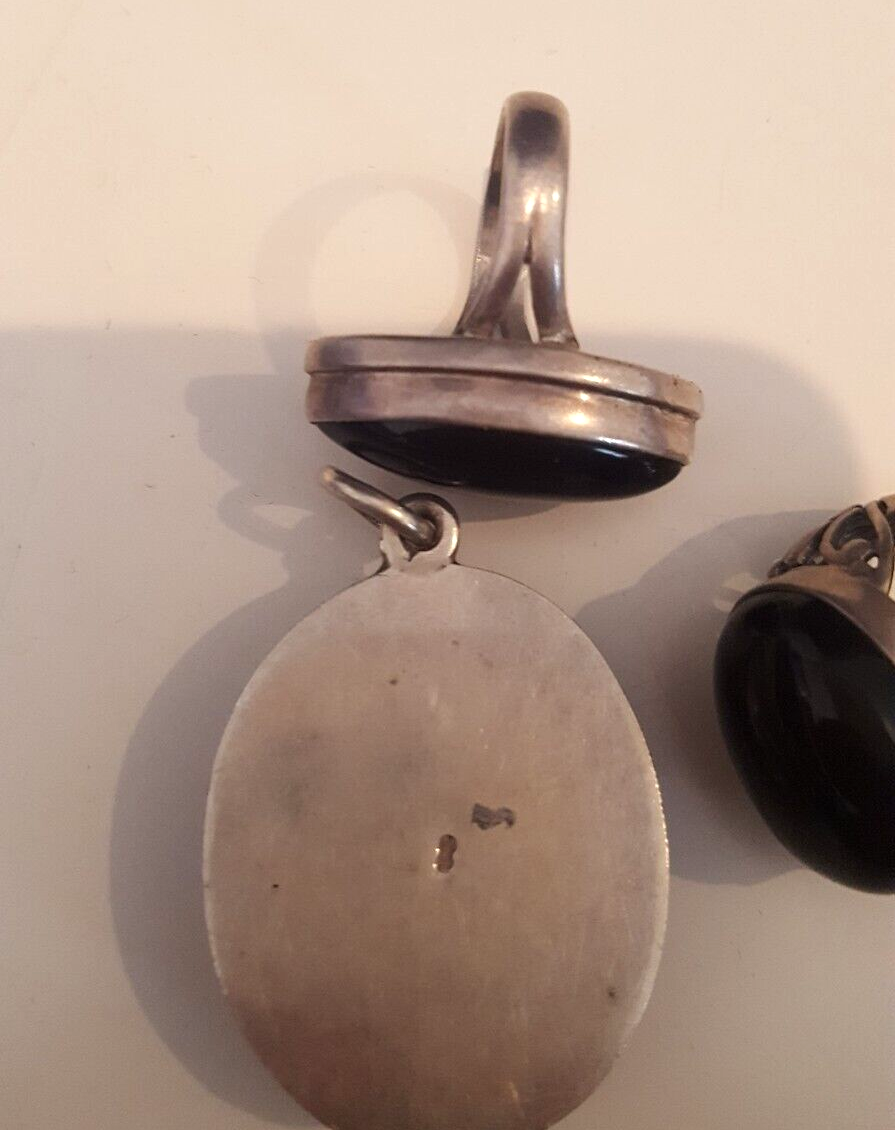 black coral gemstone silver from jordan old antique 1-pendant +women ...