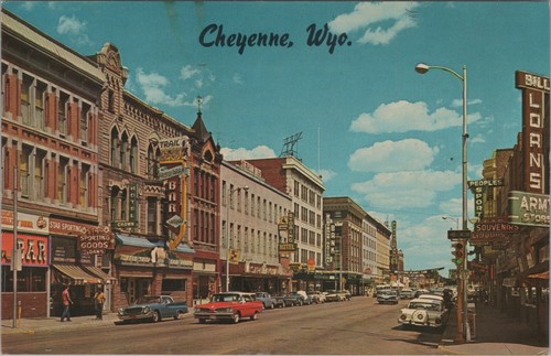c1960s Cheyenne Wyoming street scene signs autos postcard C901 | eBay