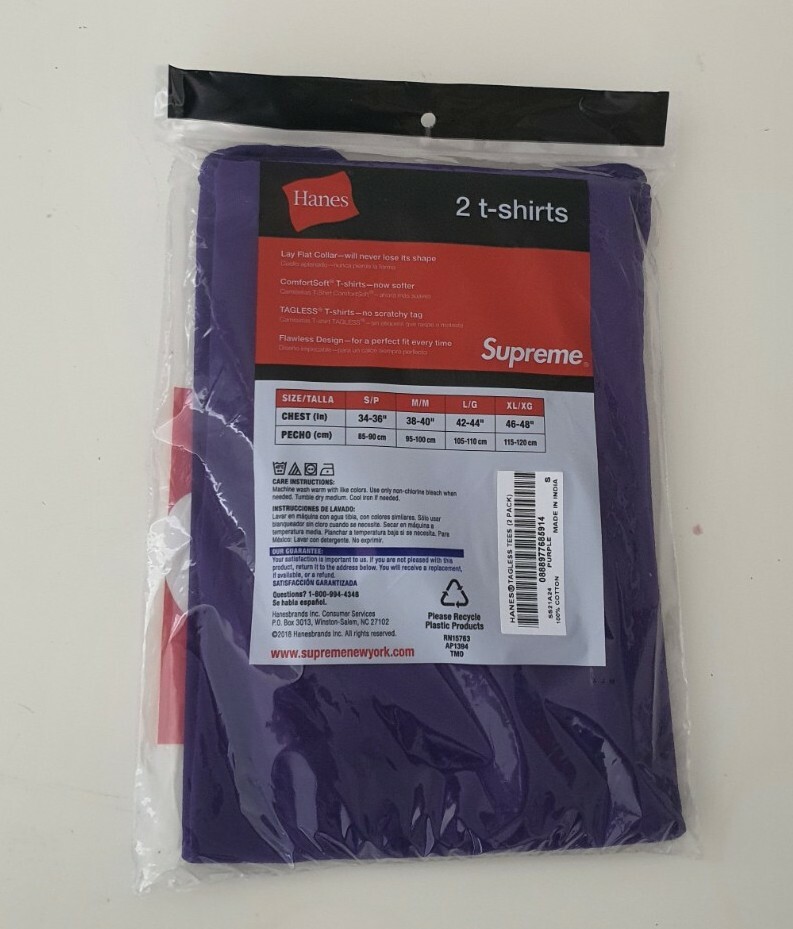 SS21 Supreme Hanes Purple Tees 2 Pack T-shirts size S small New ...