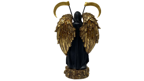 Two Scythes & Wings Black Dress 13" Holy Death Santa Muerte | eBay