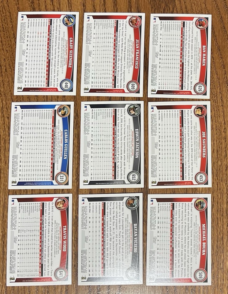 Lot of 9 Topps 2011 DIAMOND ANNIVERSARY PLATINUM Cards Bourn Saunders ...