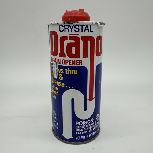 Vintage 1981 DRANO CRYSTAL Drain Opener 18 oz Metal Can new, sealed. | eBay