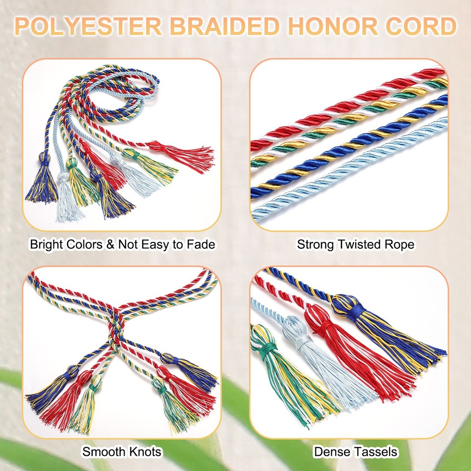 10 Pcs 67 Inch Graduation Honor Cords Polyester Tassel Cords Dark Green ...