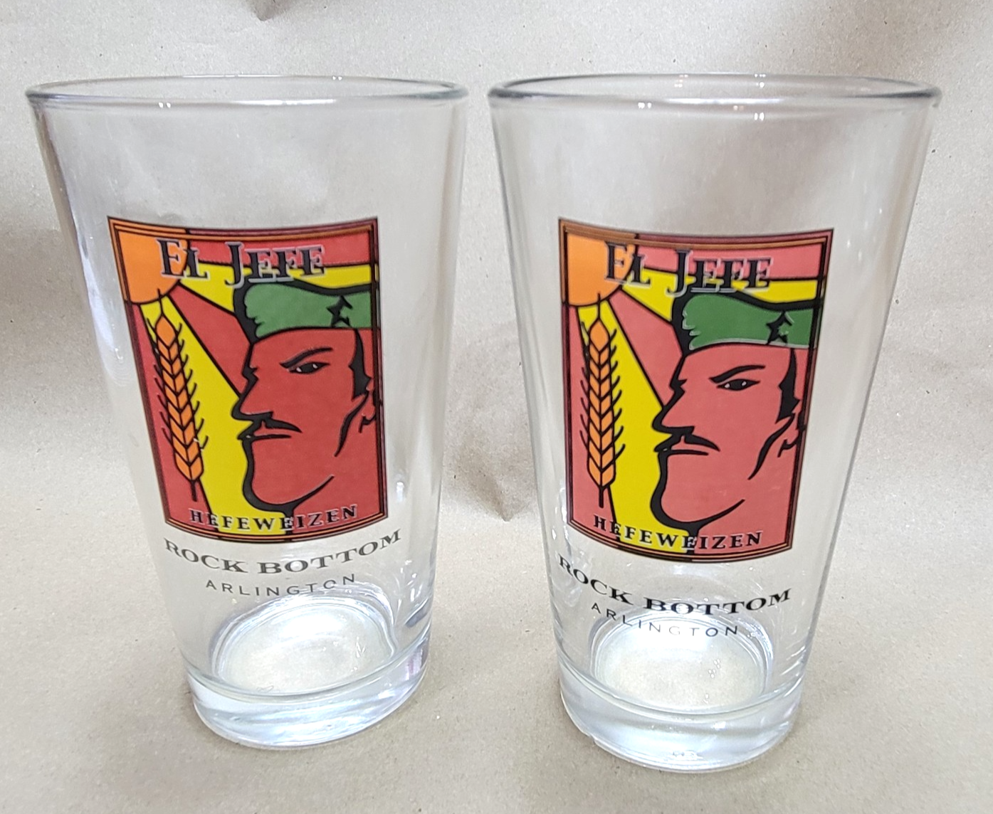 (2) El Jefe Pint Glasses Hefeweizen Rock Bottom Arlington VA | eBay