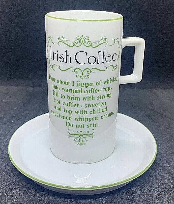 Vintage Irish Coffee Cups & Saucers With Recipe in Original Box Set Of ...