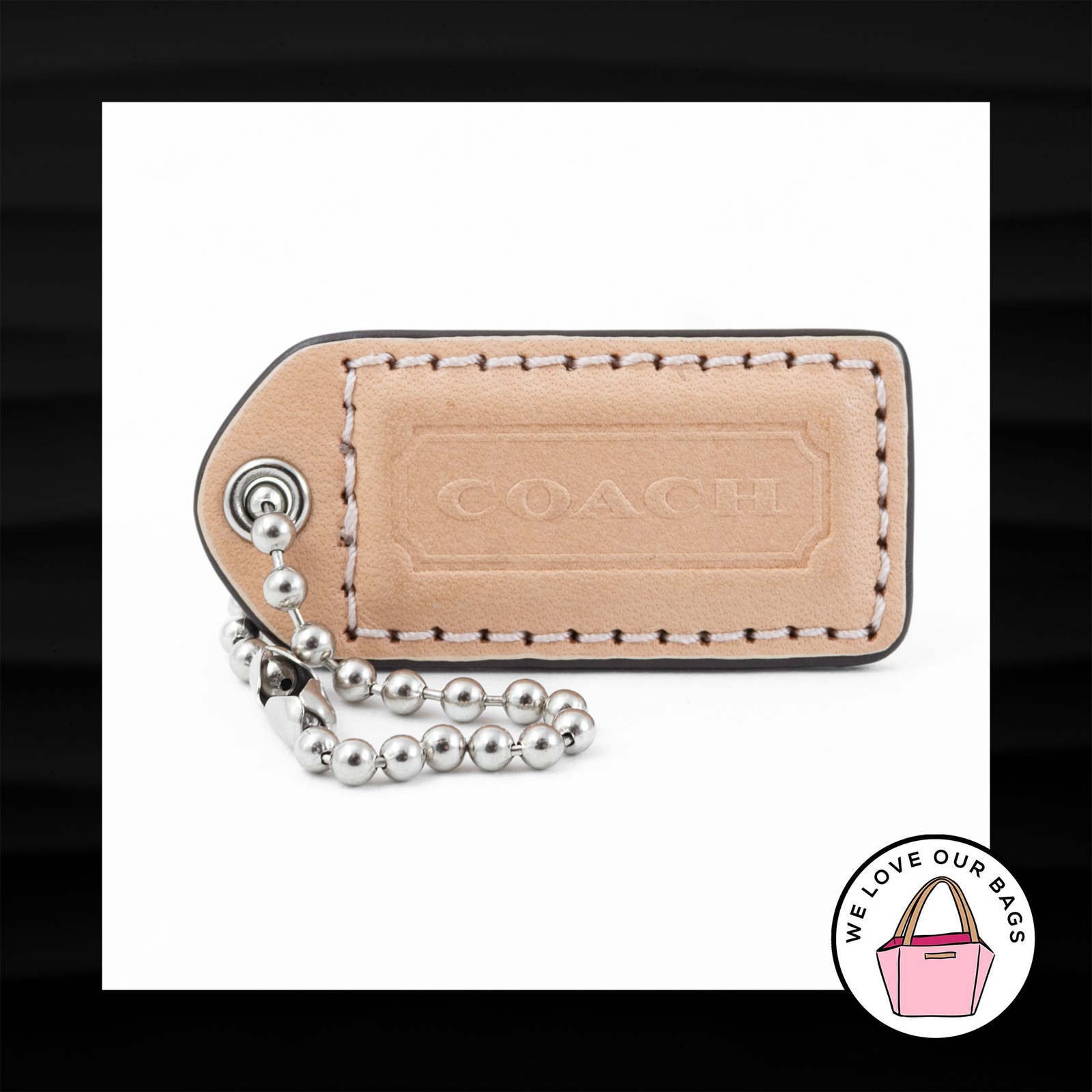 2" Medium COACH BEECHWOOD TAN LEATHER KEY FOB BAG CHARM KEYCHAIN ...