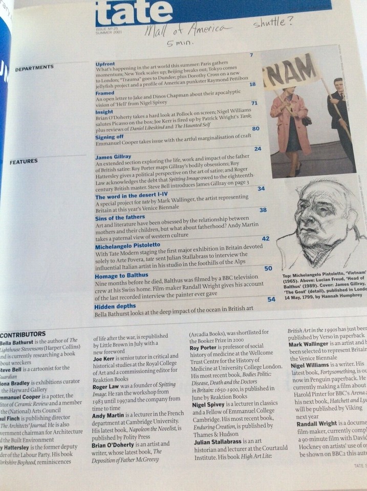 tate magazine Vtg UK Summer 2001 James Gillray Art with bite Balthus ...
