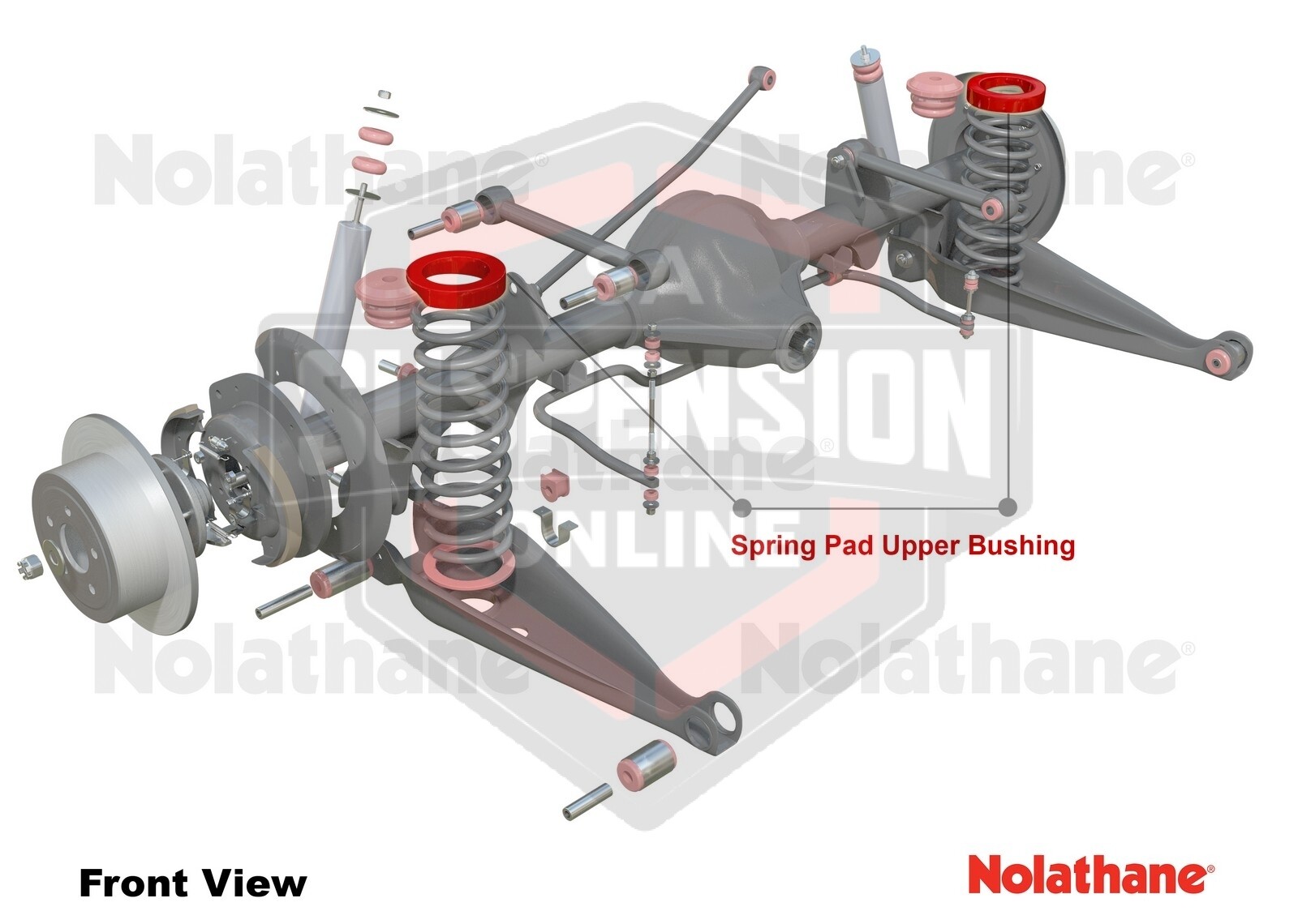 Nolathane 47300 - 2x Coil Springs Pad - Upper Bushing Kit (Spring Fits ...