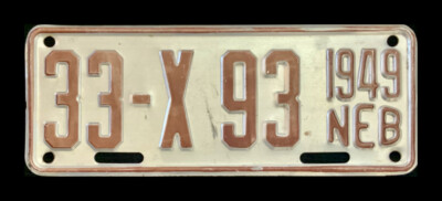 1949 NEBRASKA TRAILER LICENSE PLATE " 33 X 93 " NE 49 ALL ORIGINAL ...