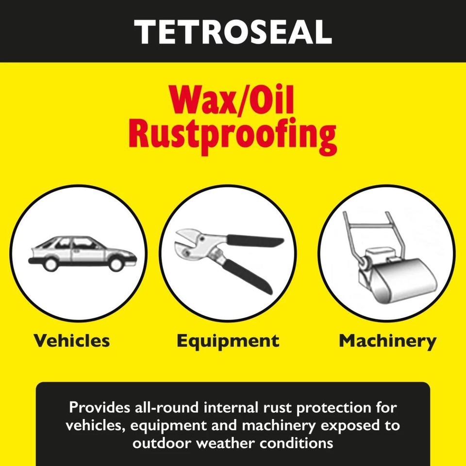 Tetroseal Clear Wax Underseal Oil - 500mL Aerosol Spray x2 Easy ...
