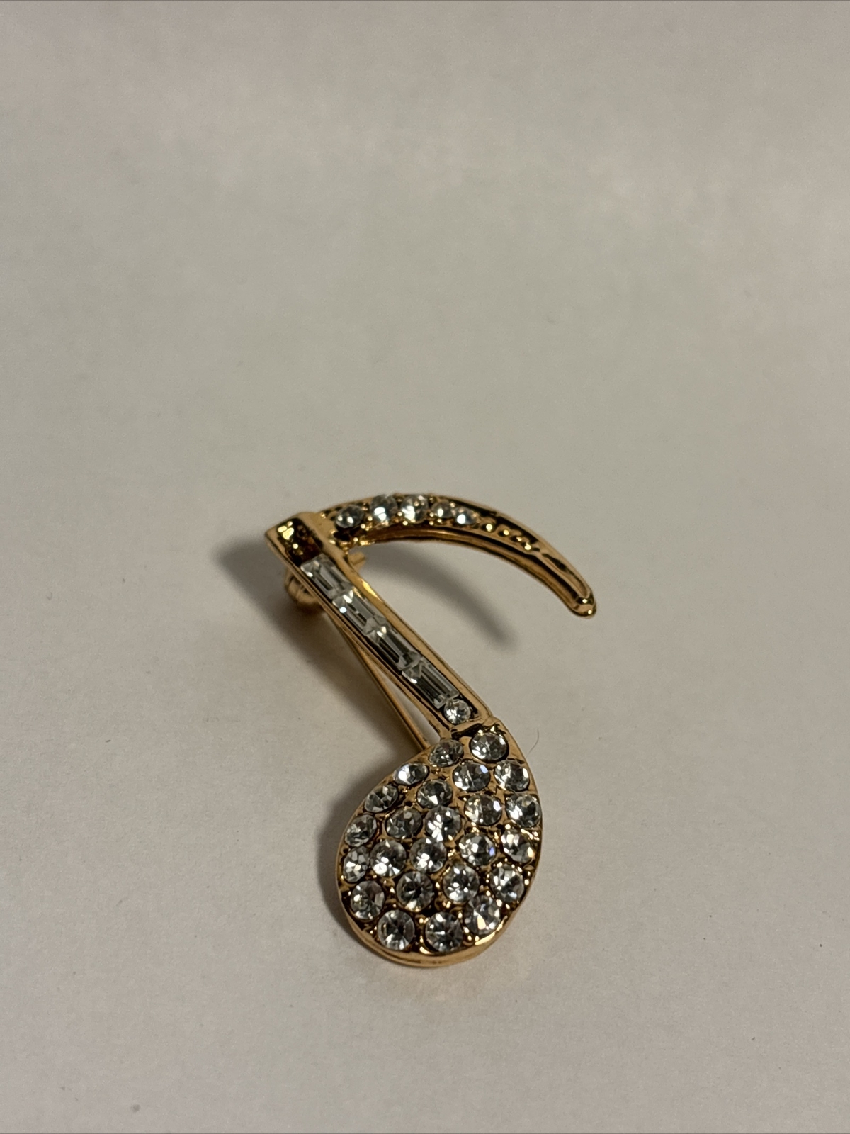 Vintage Swarovski Music Note gold tone Brooch beautif… - Gem