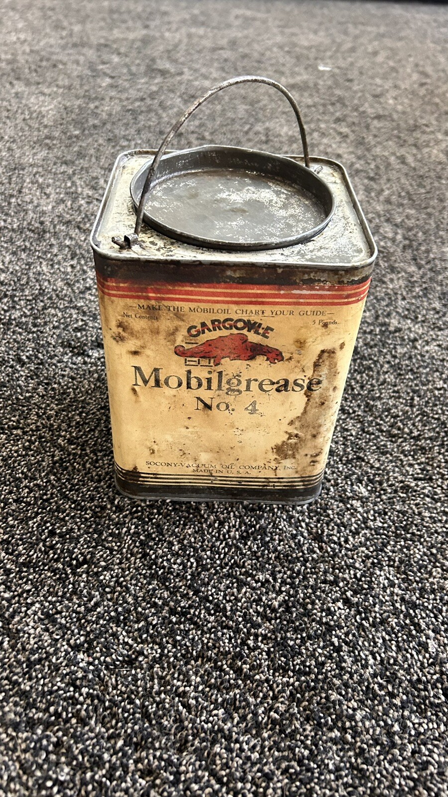 Vintage Mobil Oil Gargoyle Grease 5 Pound Square Lubricant Can | eBay