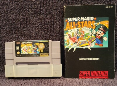Super Mario All-Stars - (SNES Cartridge)w Manual & Duct Cover Tested ...