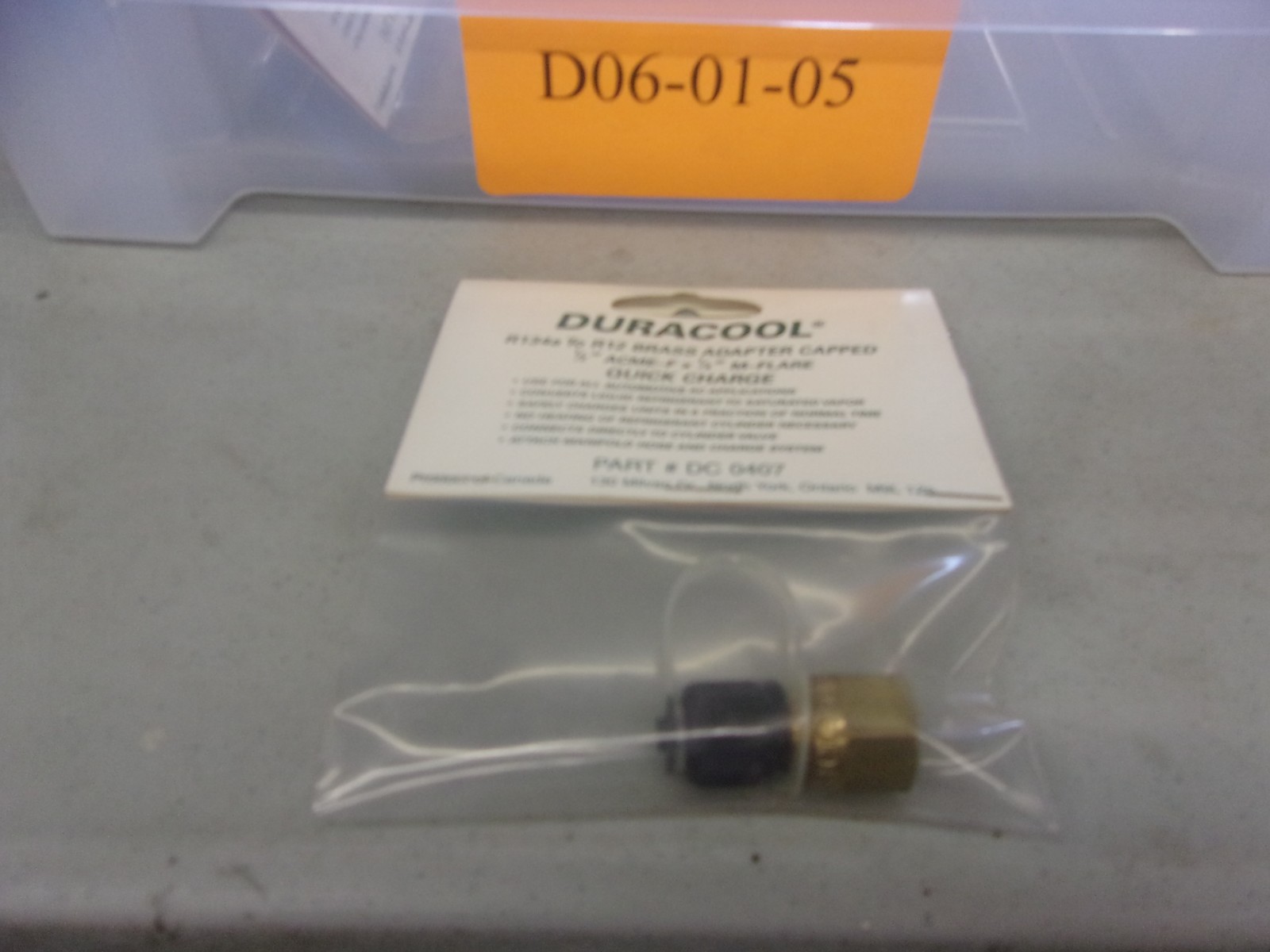 OEM DURACOOL DC 0407 R134A TO R12 BRASS ADAPTER CAPPED 1/2 ACME F X 1/4 ...