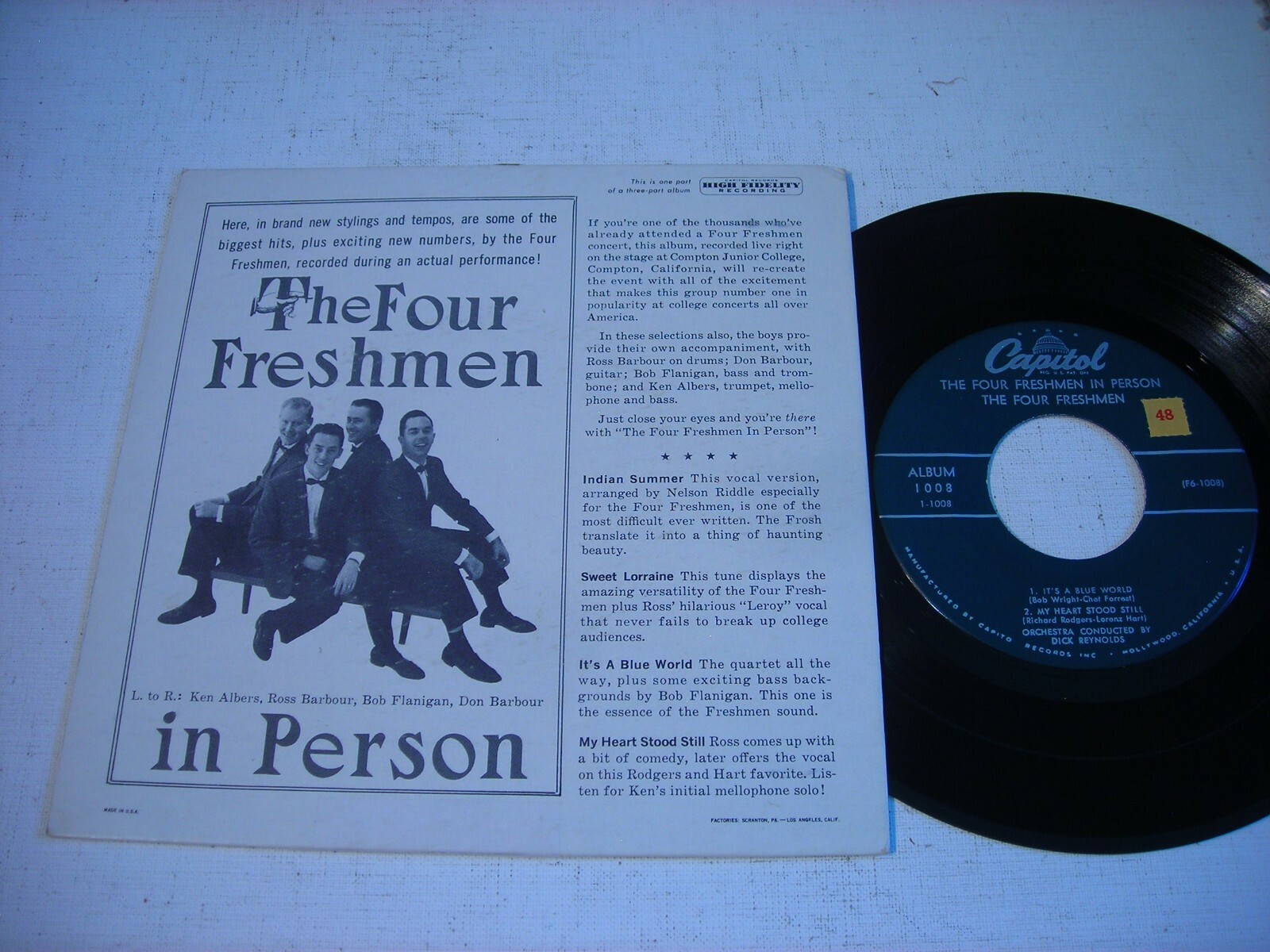 w PICTURE SLEEVE The Four Freshmen in Person Part 1 1958 45rpm EP VG++ ...