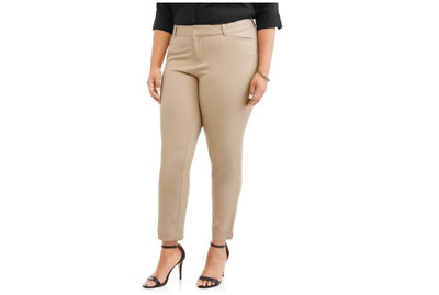 Faded Glory Women's Plus Classic 2 way Stretch Slim Ankle Pants Beige ...