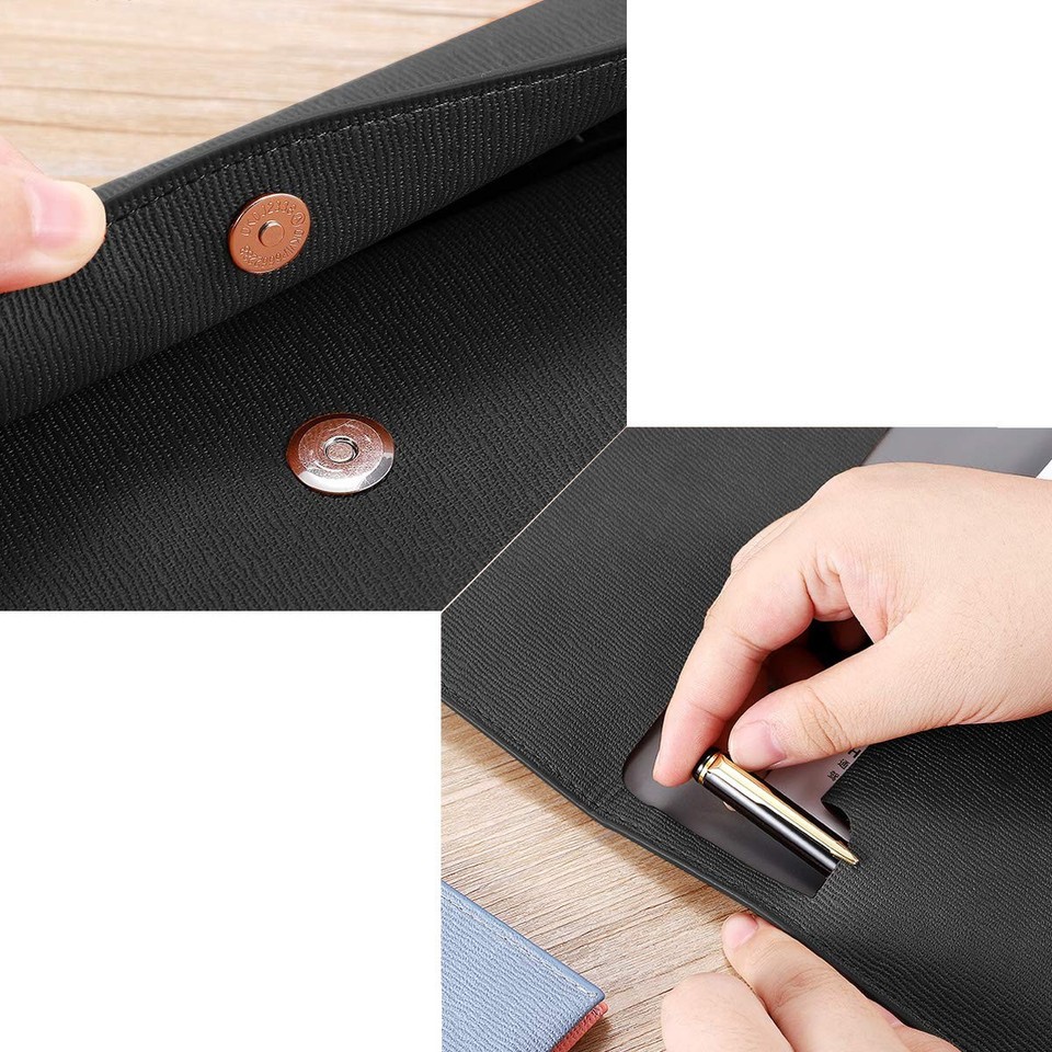 PU Leather A4 File Folder Document Holder Waterproof Portfolio Envelope ...
