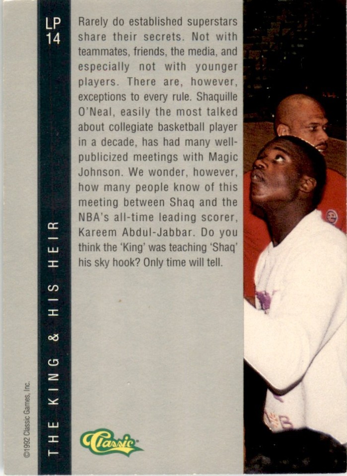 1992 Classic Four Sport Limited Print #LP14 Shaquille O'Neal Abdul Jabbar | eBay