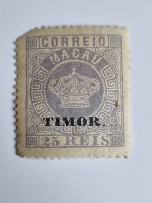 "1880s Timor Overprint on Macau 25 Réis Crown Stamp – Rare Portuguese ...