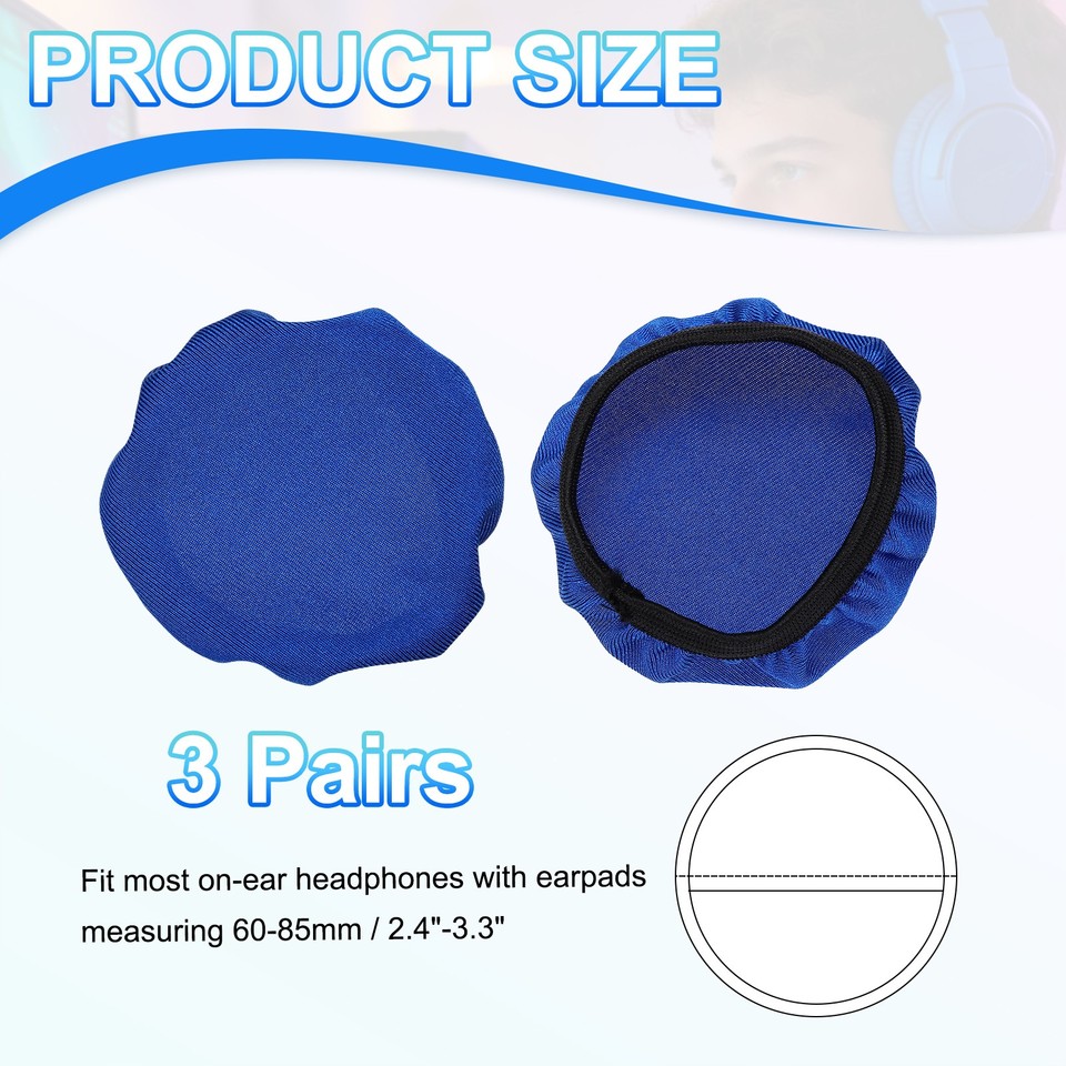 3 Pairs Headphone Ear Pads Covers 2.4"-3.3" Headset Ear Pad Cloth Cover ...