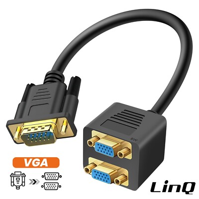 X Adaptateur VGA Mâle À 2X VGA Femelle LinQ V2VGA Pour Moniteur Et ...