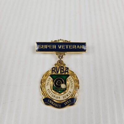 Vintage RVBA Royal Victorian Bowls Association Super Veteran Enamel ...