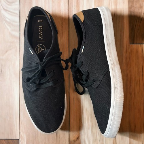 TOMS EARTHWISE Black Canvas Sneakers Padded Insole Men's Size 10 / Euro ...