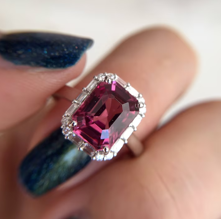 Rhodolite Garnet Ring 925 sterling silver Octogen Cut Proposal Ring ...