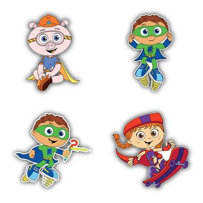 Super Why Cartoon Set Of 4 Vinyl Sticker Decal - 5'' longer side ID:1 ...
