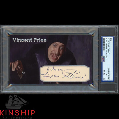 Vincent Price signed Cut 3x5 Custom Card PSA DNA Slabbed Actor Auto ...