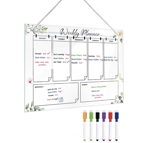 Acrylic Weekly Planning Board Acrylic Weekly Calendar for Wall Weekly ...