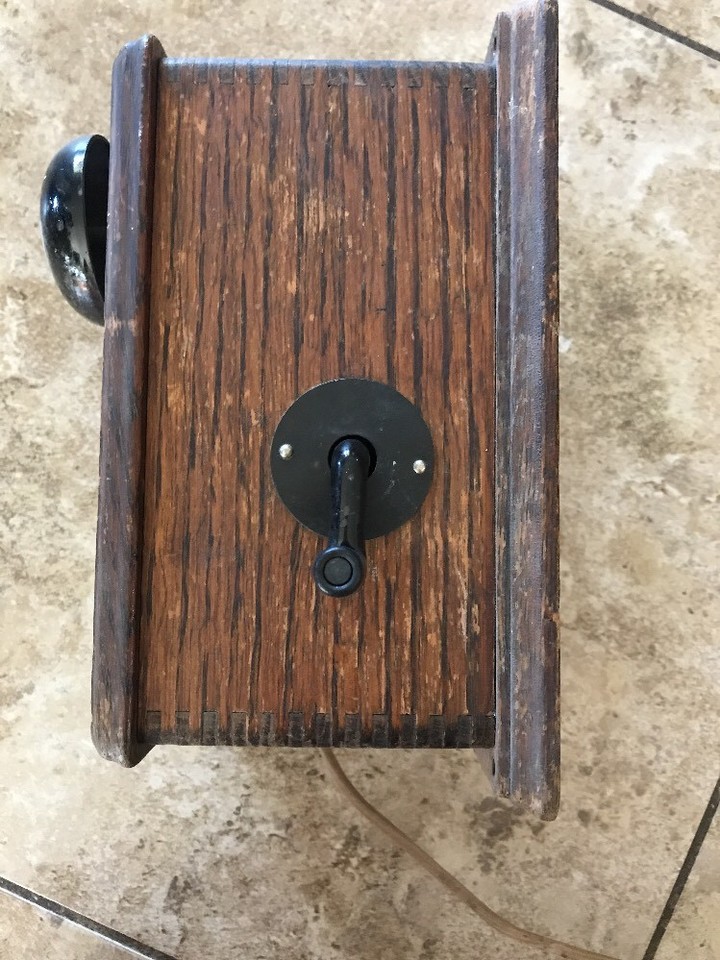 VINTAGE WESTERN ELECTRIC MAGNETO HAND CRANK TELEPHONE & RINGER BOX OAK ...