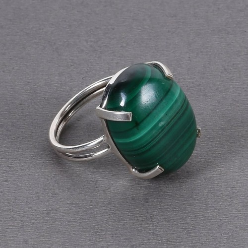 Beautiful Green Malachite Gemstone Fine Silver Double Stack Ring For ...