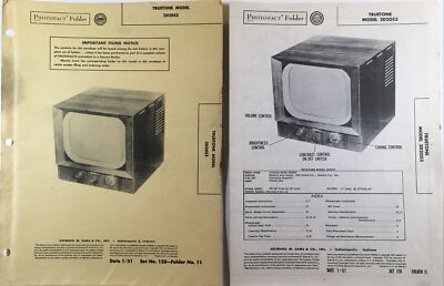 Vintage Photofact Folder 20pg. 1951 Truetone television. Model 2D2053 ...
