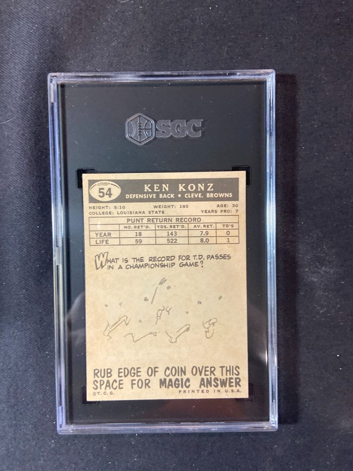 Read description--1959 Topps Football #54 Ken Konz graded 7.5 | eBay