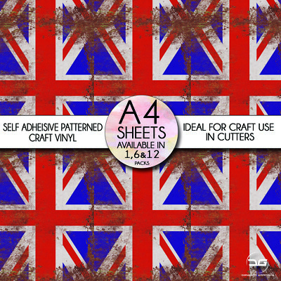 Union Jack England Flag Pattern A4 Vinyl Self Adhesive Silhouette Cameo ...