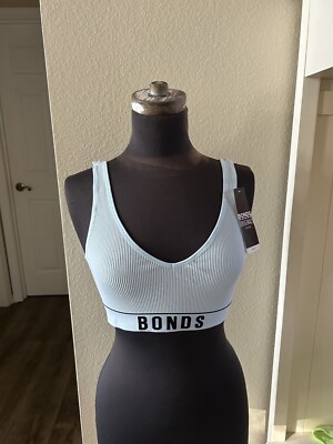 BONDS RETRO RIB WIRELESS SPORTS BRA - DEEP V - Baby BLUE - SIZE XL ...