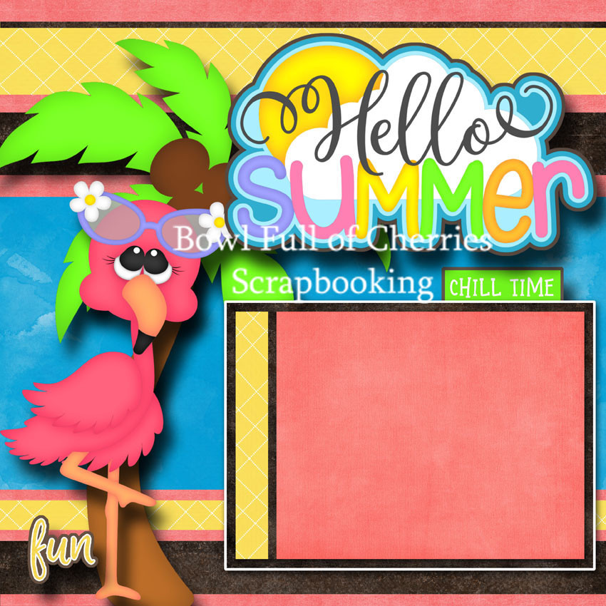 HELLO SUMMER 2 premade scrapbook pages paper piecing printed layout ...