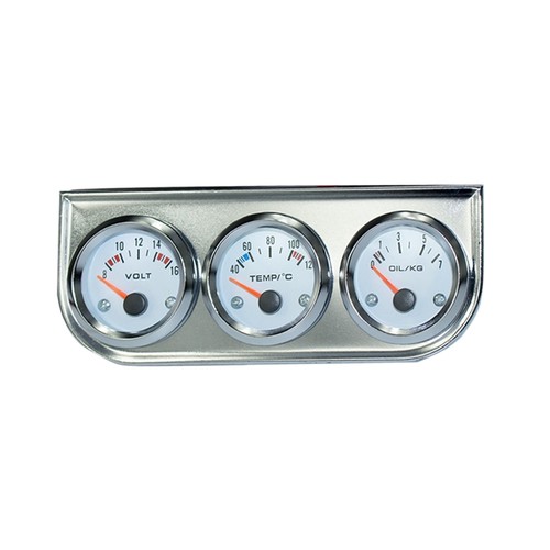 2'' 52mm Chrome Triple Gauge Set Water Temp Oil Pressure Volt Meter 3 ...