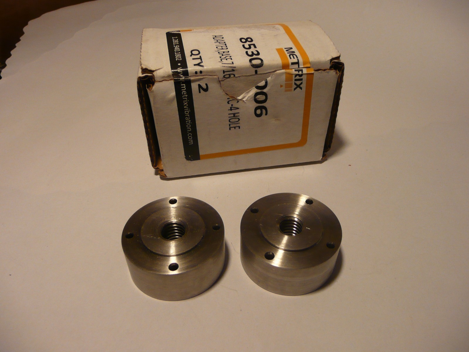 NEW GENUINE LOT OF 2 METRIX VIBRATION 8530-006 ADAPTER, BASE, 7/16 ...