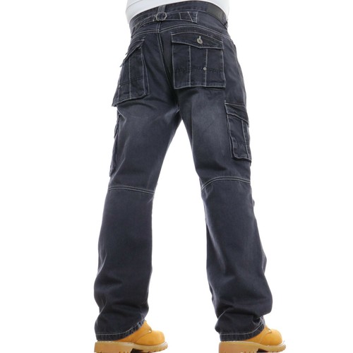 Mens CROSSHATCH Cargo Combat Jeans New Casual Work Relax Denim Pants ...