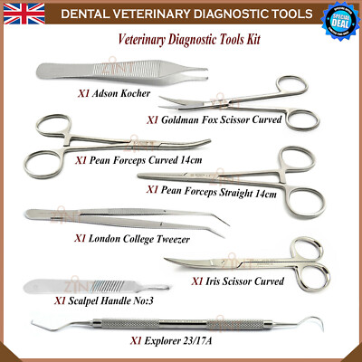 Set of 8 Surgical Diagnostic Exam Kit Veterinary Oral Surgery Lab ...