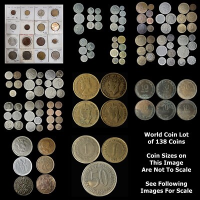 Large Lot of 138 Coins: Collection of World Coins, Interesting Nice Mix ...