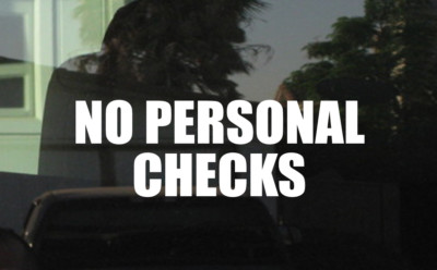 NO PERSONAL CHECKS VINYL STICKER - STORE OFFICE BUSINESS | eBay